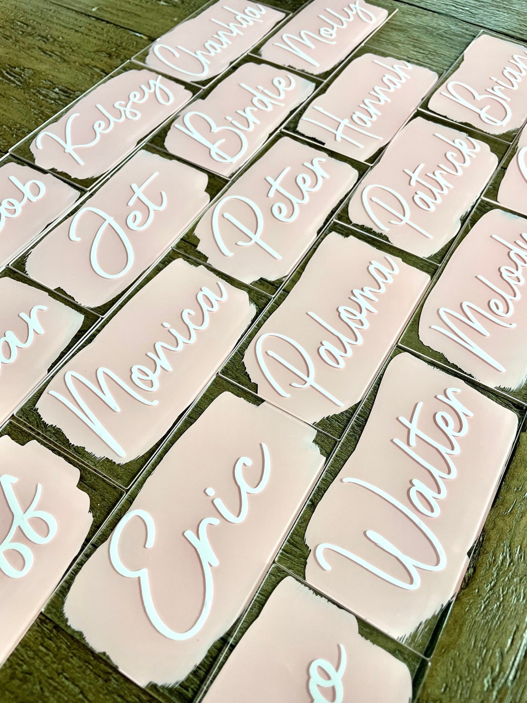 Painted Acrylic Name Plates, Personalized Circle Wedding Place Cards ...
