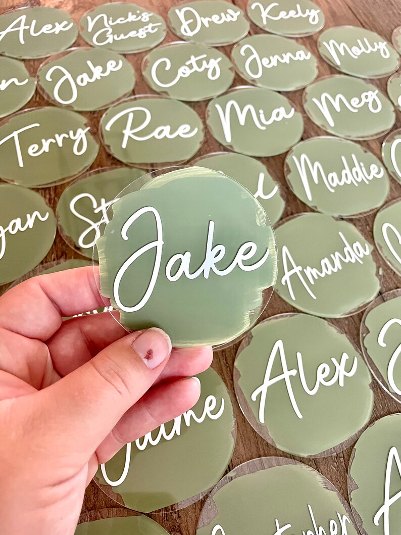 Painted Acrylic Name Plates Personalized Circle Wedding Place - Etsy