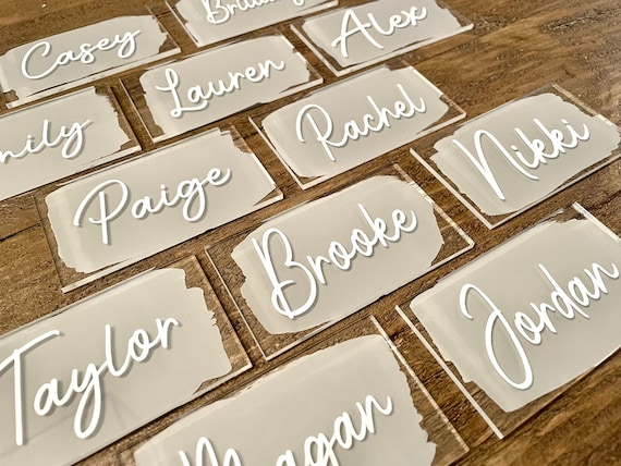 Painted Acrylic Name Plates Personalized Circle Wedding Place Cards Baby Shower Seating Cards Dinner Party Name Cards Painted Acrylic Etsy