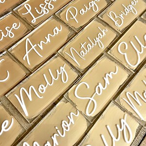 Painted Acrylic Name Plates, Personalized Circle Wedding Place Cards ...