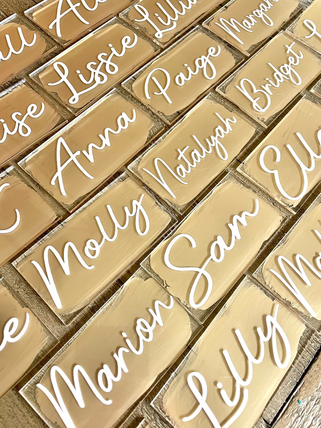 Painted Acrylic Name Plates, Personalized Circle Wedding Place Cards ...