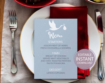 Baby shower menu cards | Etsy