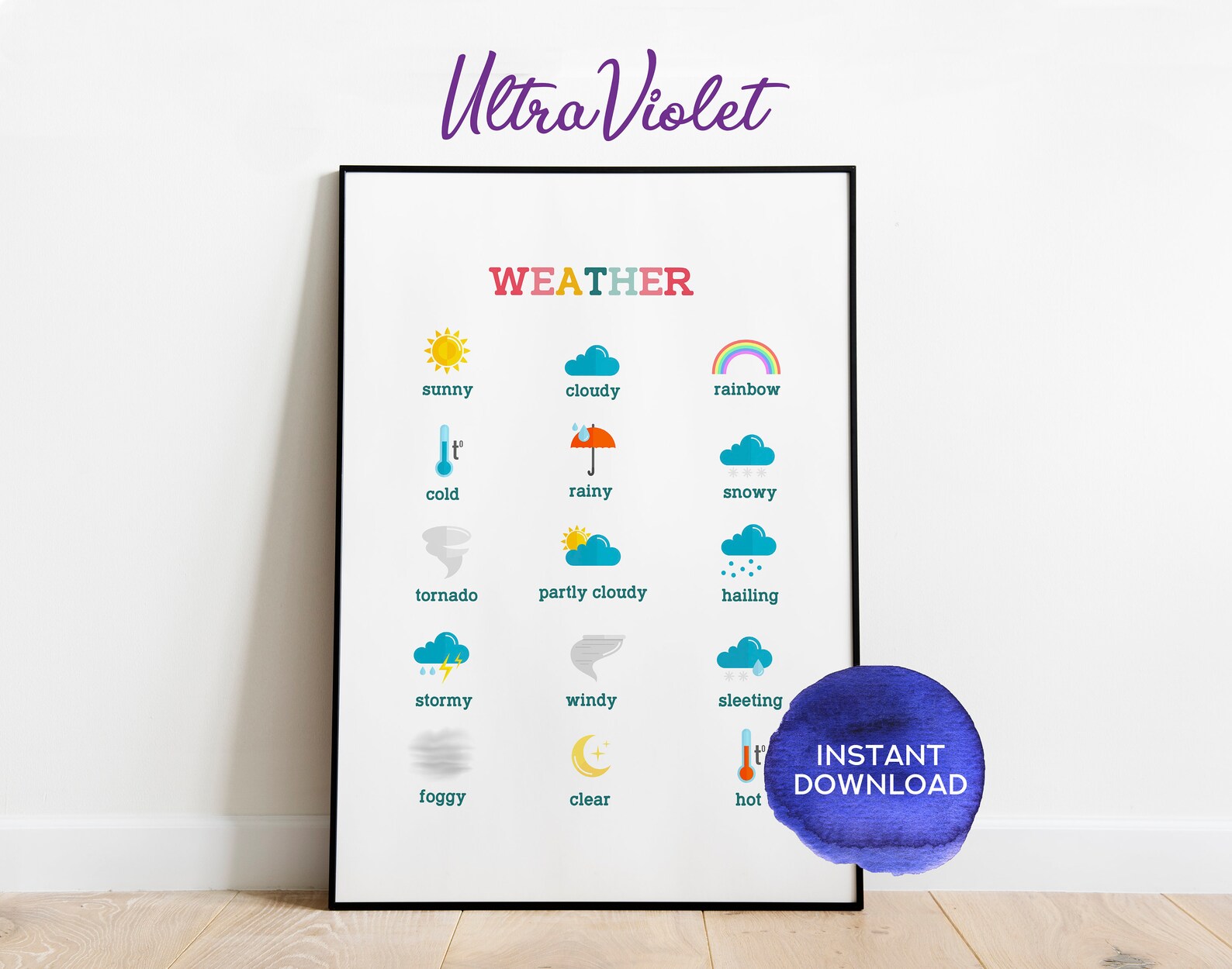 Kids Weather Print Educational poster homeschool printables | Etsy