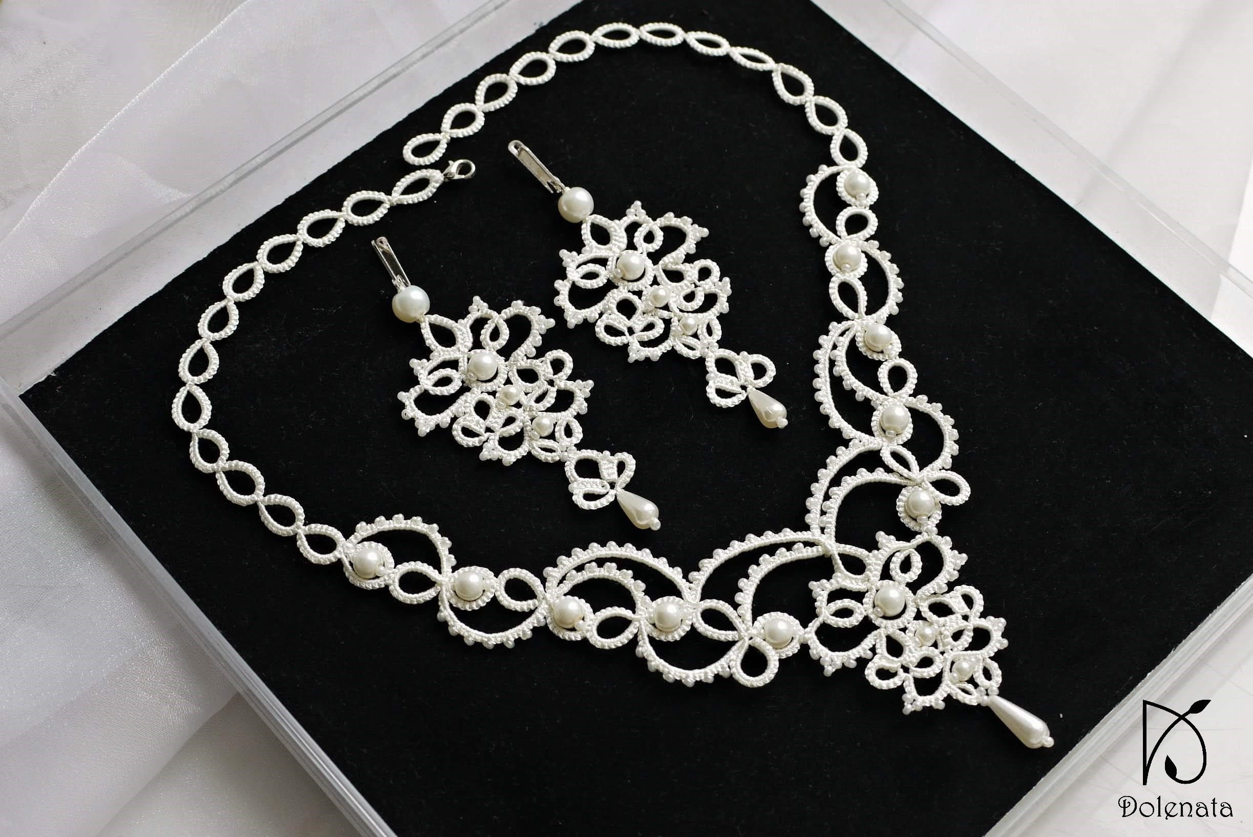 Tatting Lace Necklace, Lace Necklace Black, Pendant Heart, Gift for ...