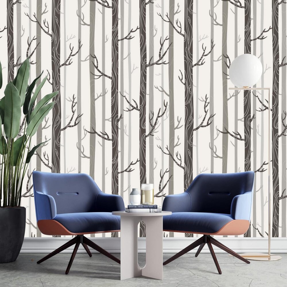 Birch Tree Design Wallpaper Rustic Farmhouse Decor - Etsy
