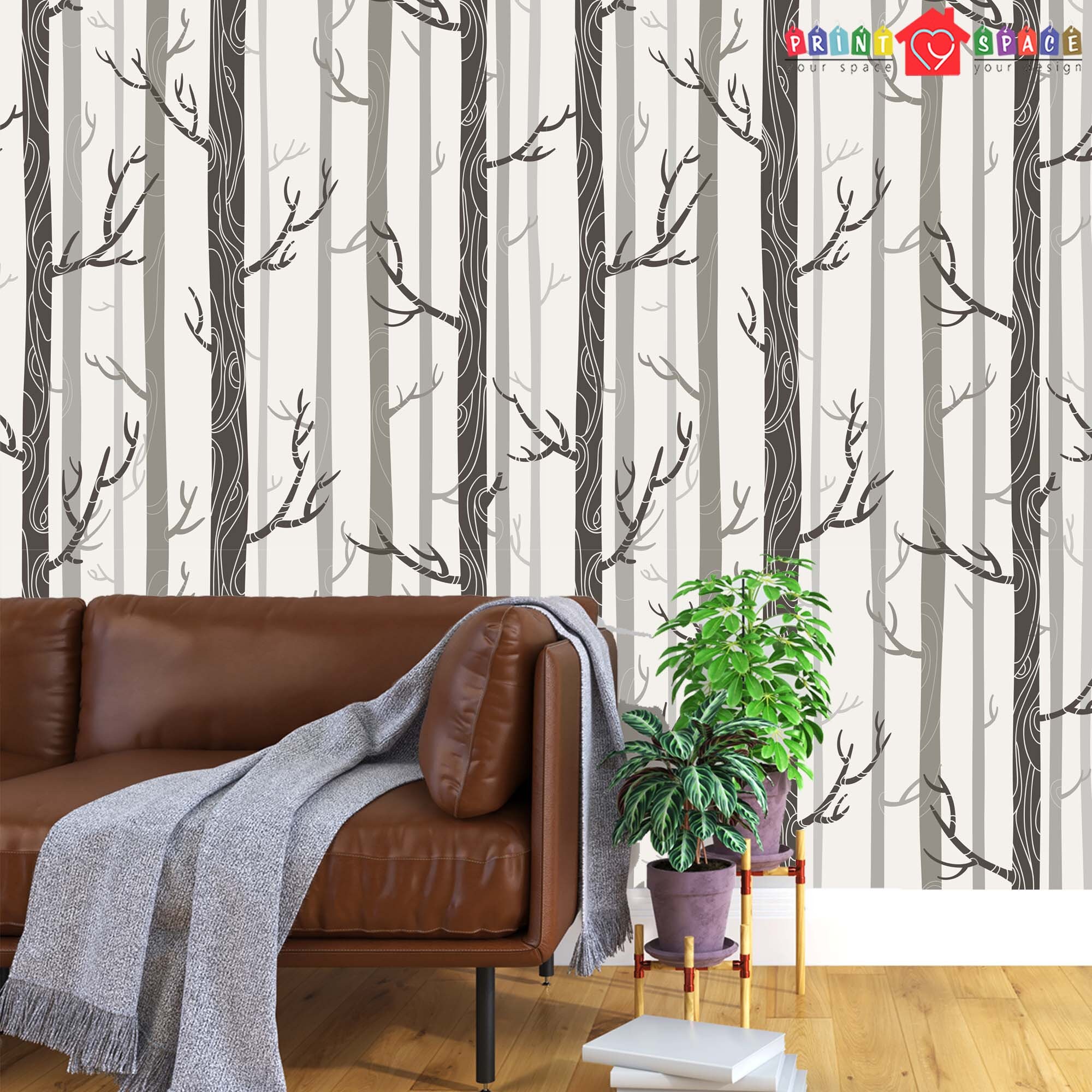 Birch Tree Design Wallpaper Rustic Farmhouse Decor - Etsy