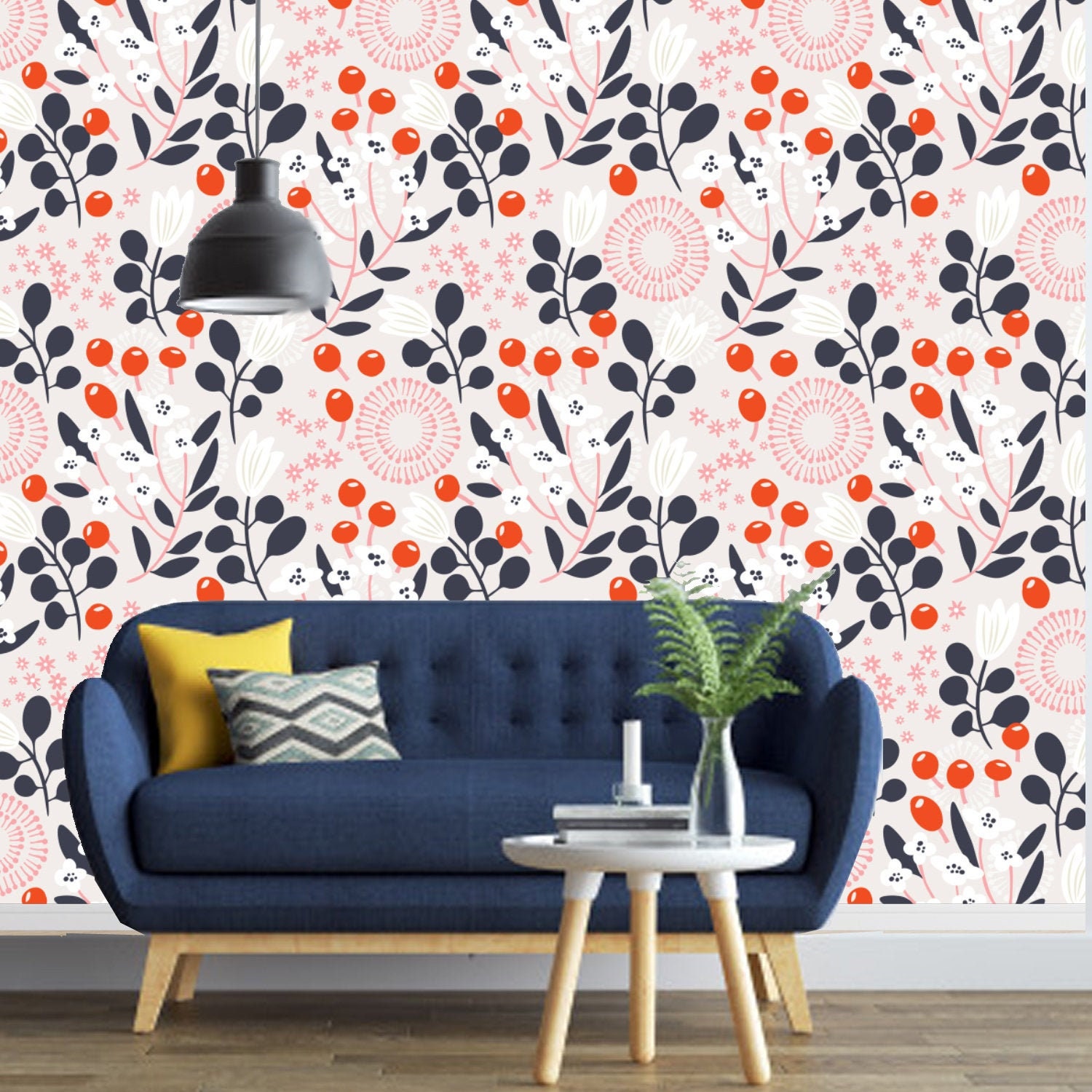 Removable Abstract Vintage Floral Wallpaper With Pastel Etsy
