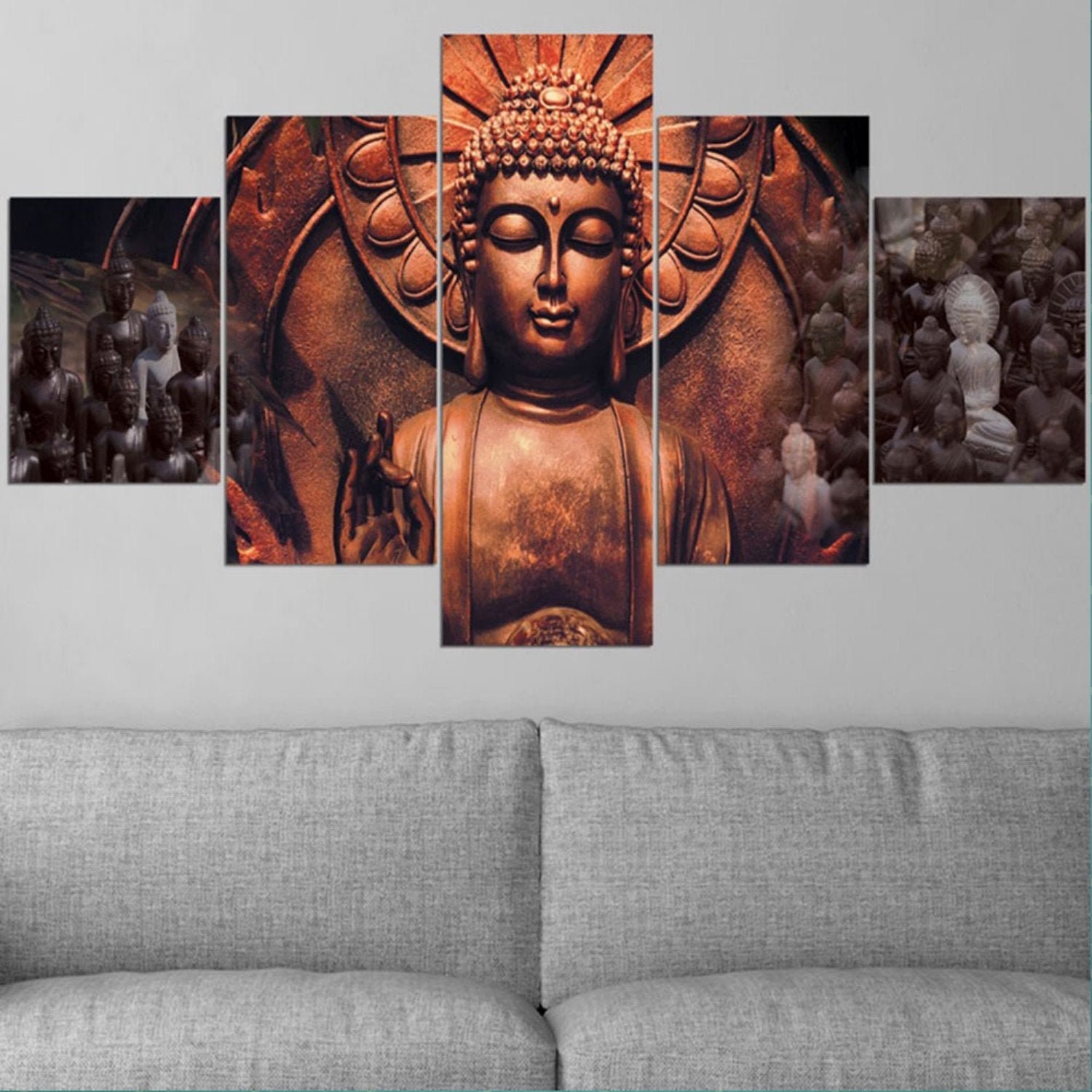 Bronze Buddha Large Wall Art 5 Piece Canvas Art Print Buddha - Etsy