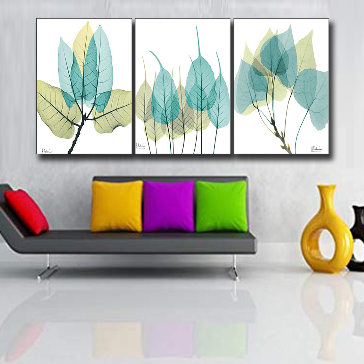 Tropical Leaves Wall Art Leaf Painting Wall Decor Wall Art | Etsy