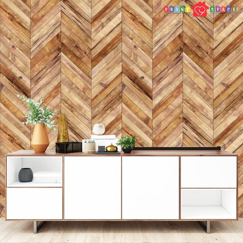 Wooden Herringbone Removable Wallpaper - Etsy