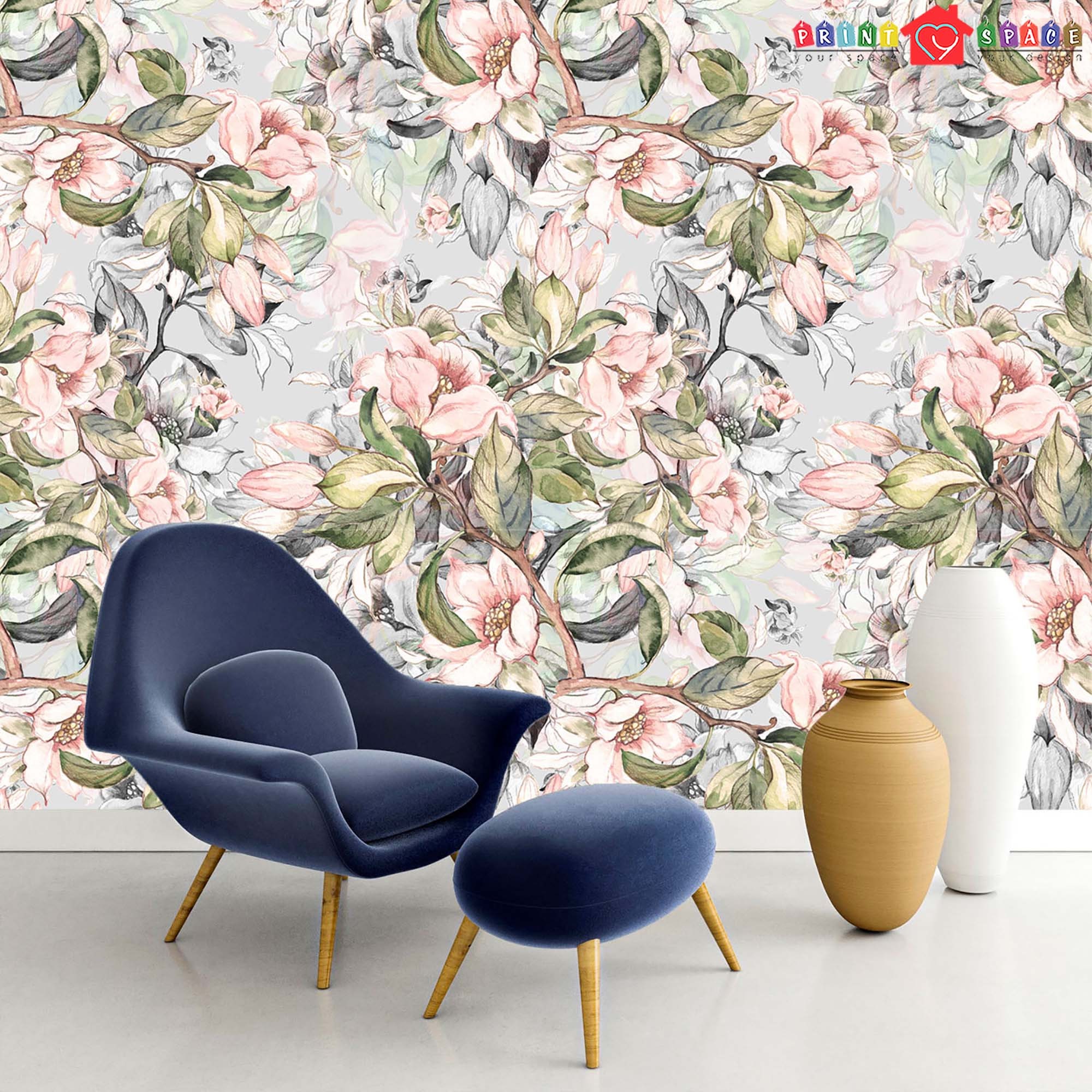 Removable Floral Wallpaper With Large Pink Pastel Flowers Etsy India