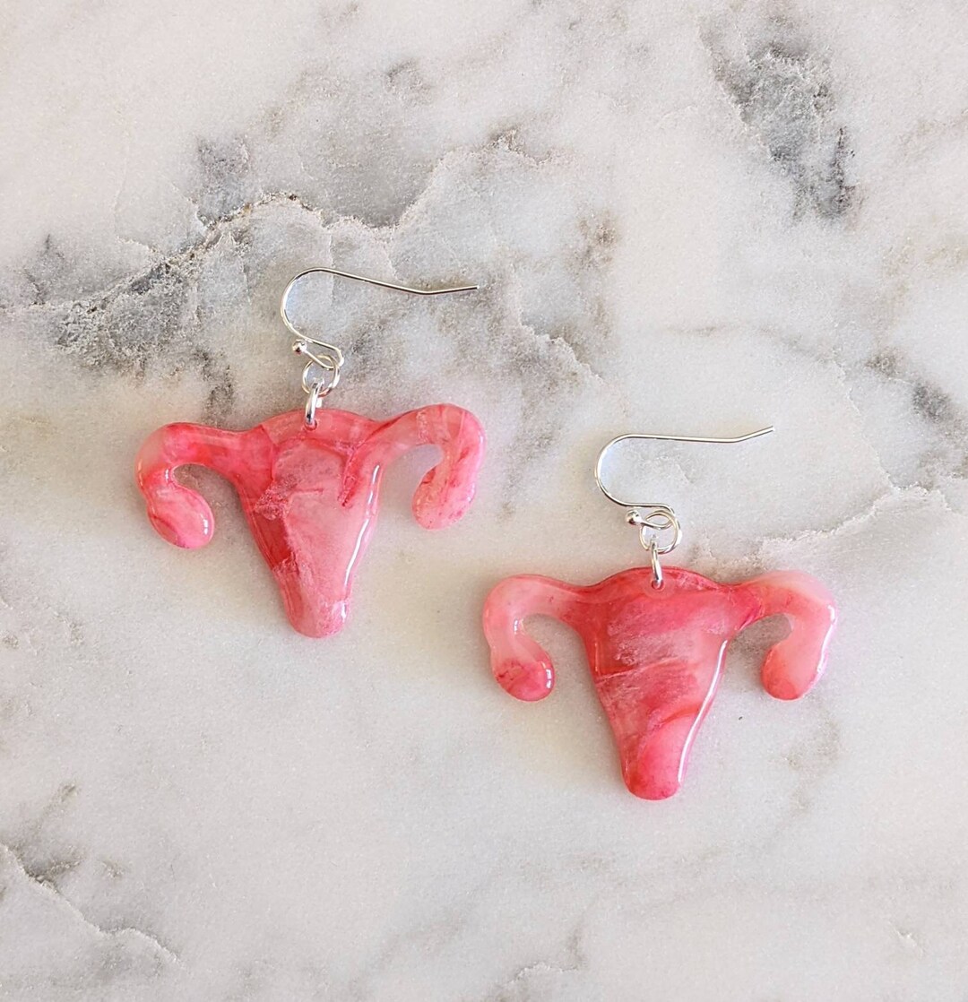 Roevember 24 - Handmade Polymer Clay Uterus Earrings - Etsy