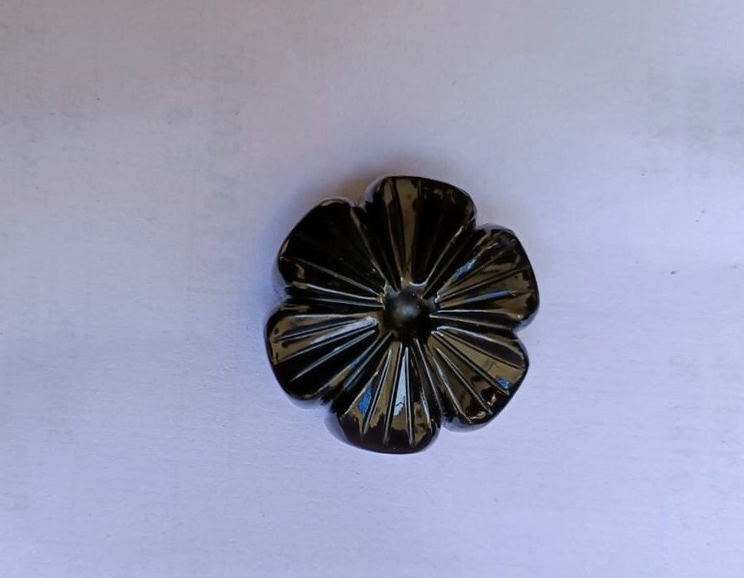 Flower Carved Natural Black Onyx Gemstone Cabochon Flower Shape Carve ...