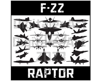 F-22 Raptor Silhouette Clipart Warbird Svg Fighter Plane Svg Plane ...