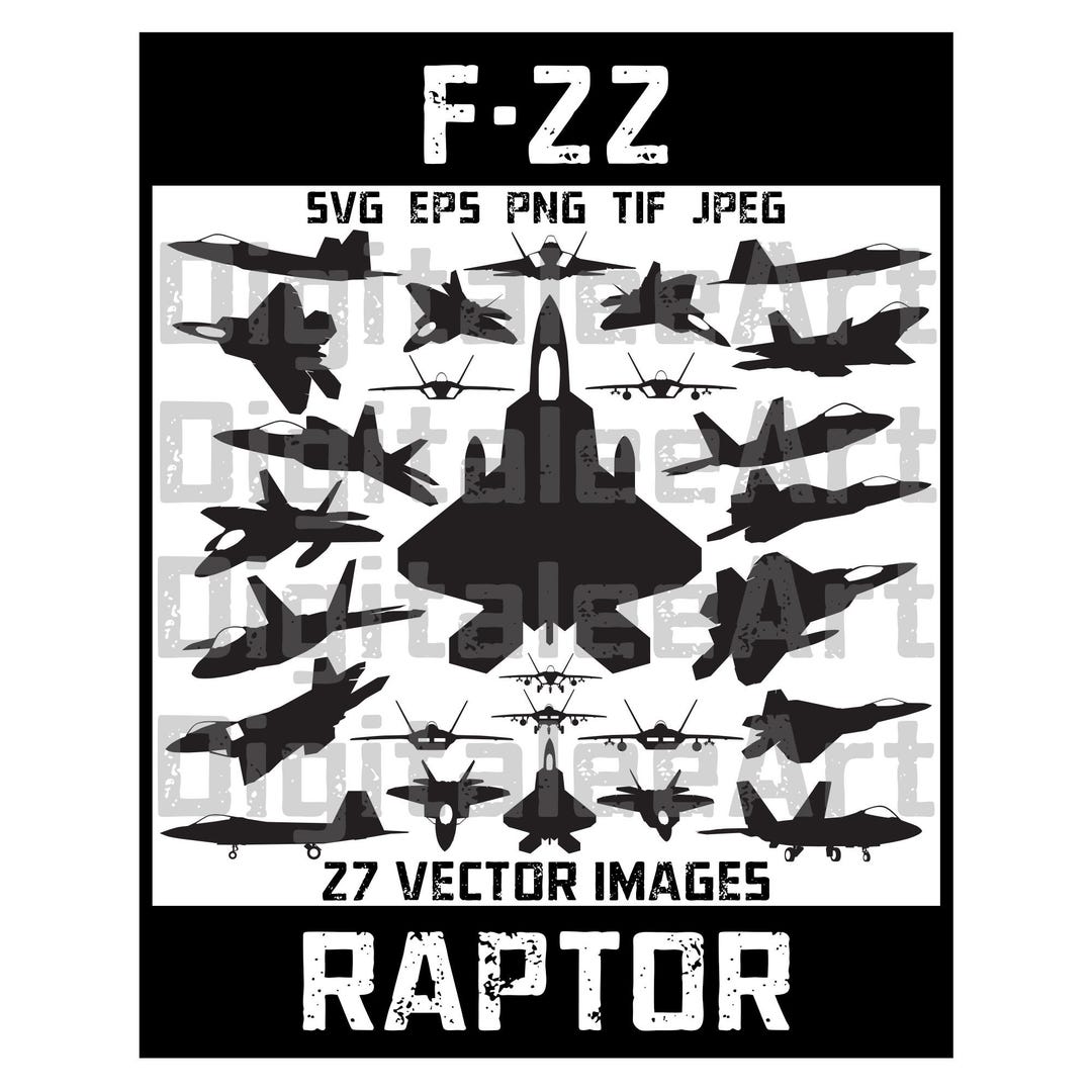 F-22 Raptor Air Force Clipart Jet Bundle – Military Aviation Art, SVG ...