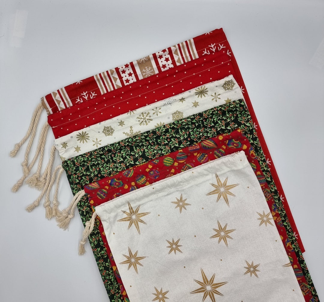 Christmas Cotton Gift Bags Reusable . - Etsy New Zealand