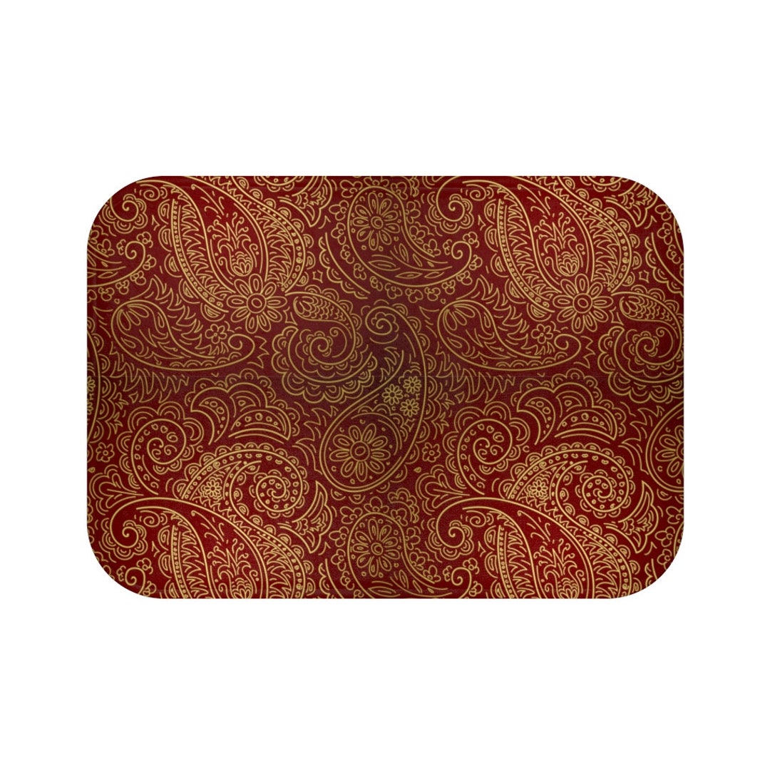 Vintage Rust Paisley Bath Mat Beautiful Bath Decor in Warm - Etsy