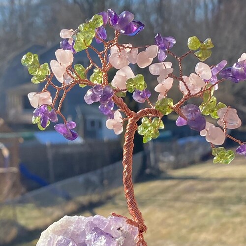 Mini Pink Rose Quartz Tree Gemstone Tree of Life Crystal | Etsy