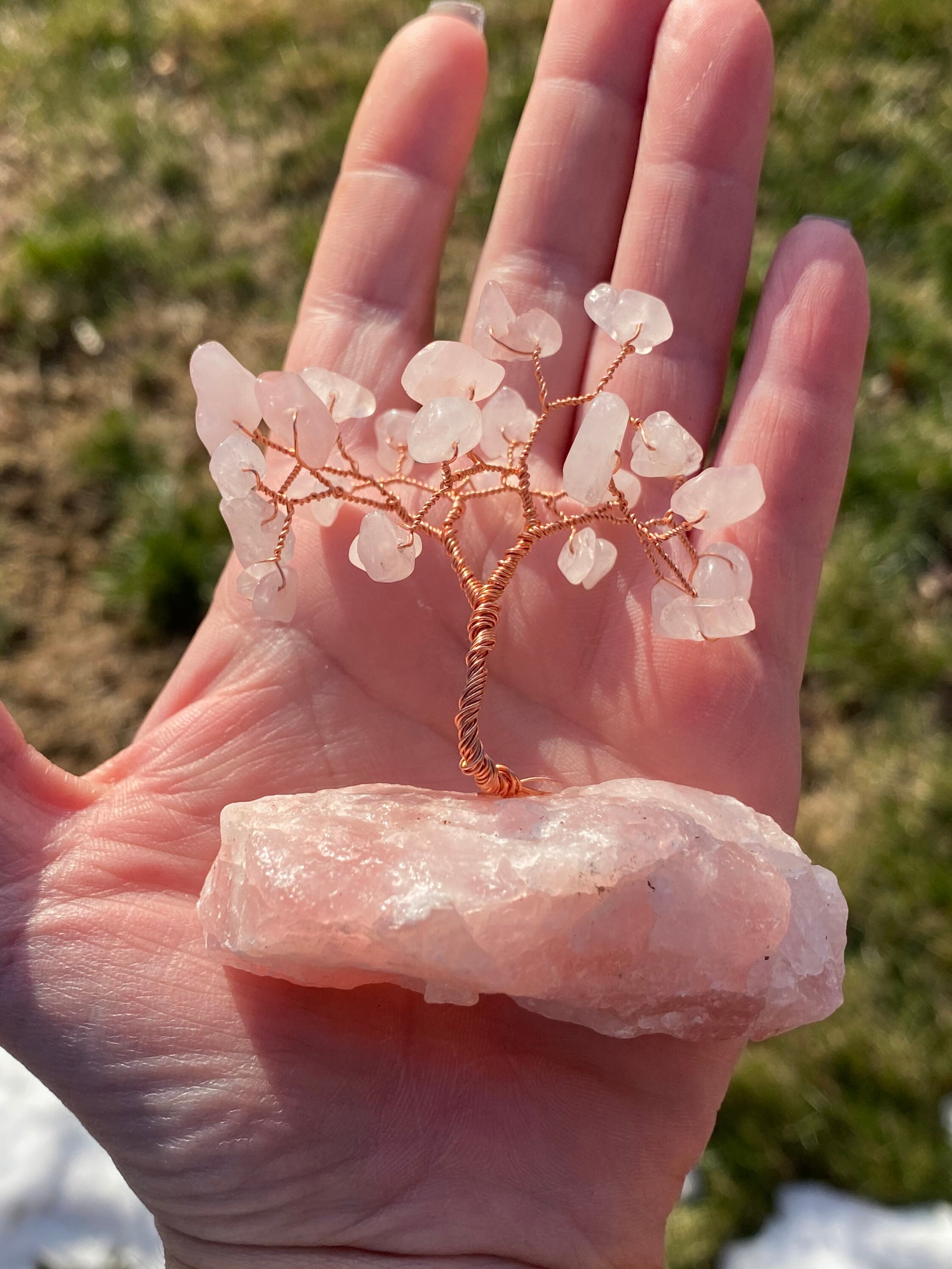 Mini Pink Rose Quartz Tree Gemstone Tree of Life Crystal | Etsy