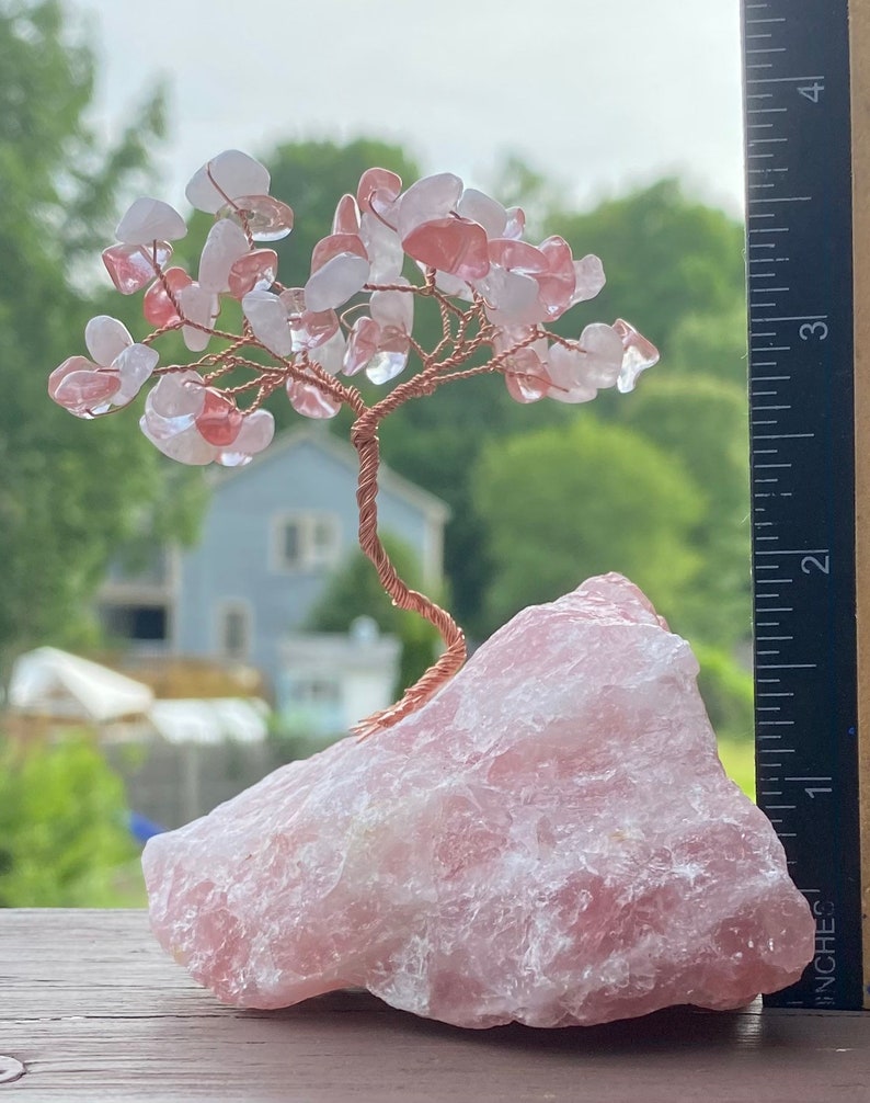 Mini Cherry Blossom Bonsai on Rose Quartz Gem Tree Crystal - Etsy