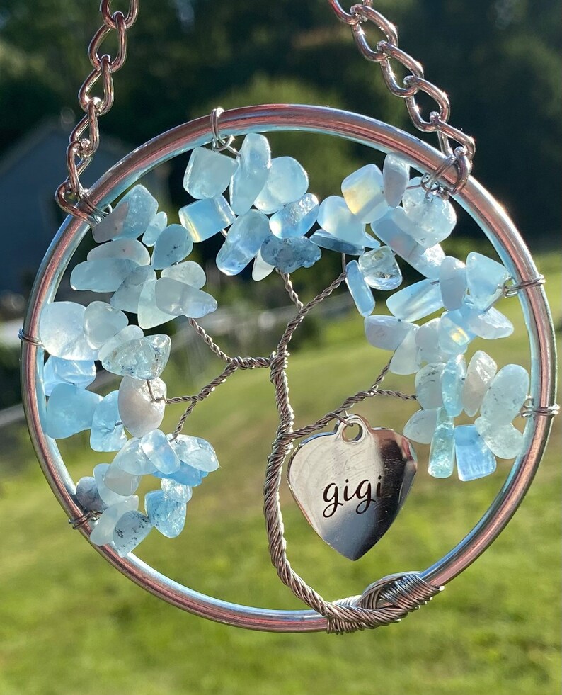 Gigi Aquamarine Tree of Life Suncatcher Birthday Gift March - Etsy