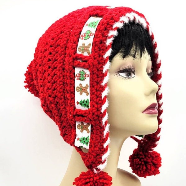 Red Christmas Fedora Crochet Hat, Women Handmade Christmas Party Hat ...