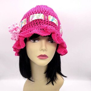 Hot Pink Floppy Beach Hat, Crochet Bucket Hat, Summer Sun Hat, Handmade ...