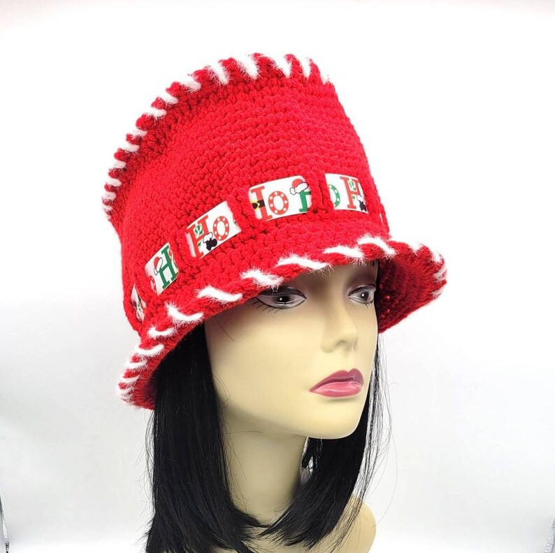 Red Christmas Fedora Crochet Hat Women Handmade Christmas - Etsy
