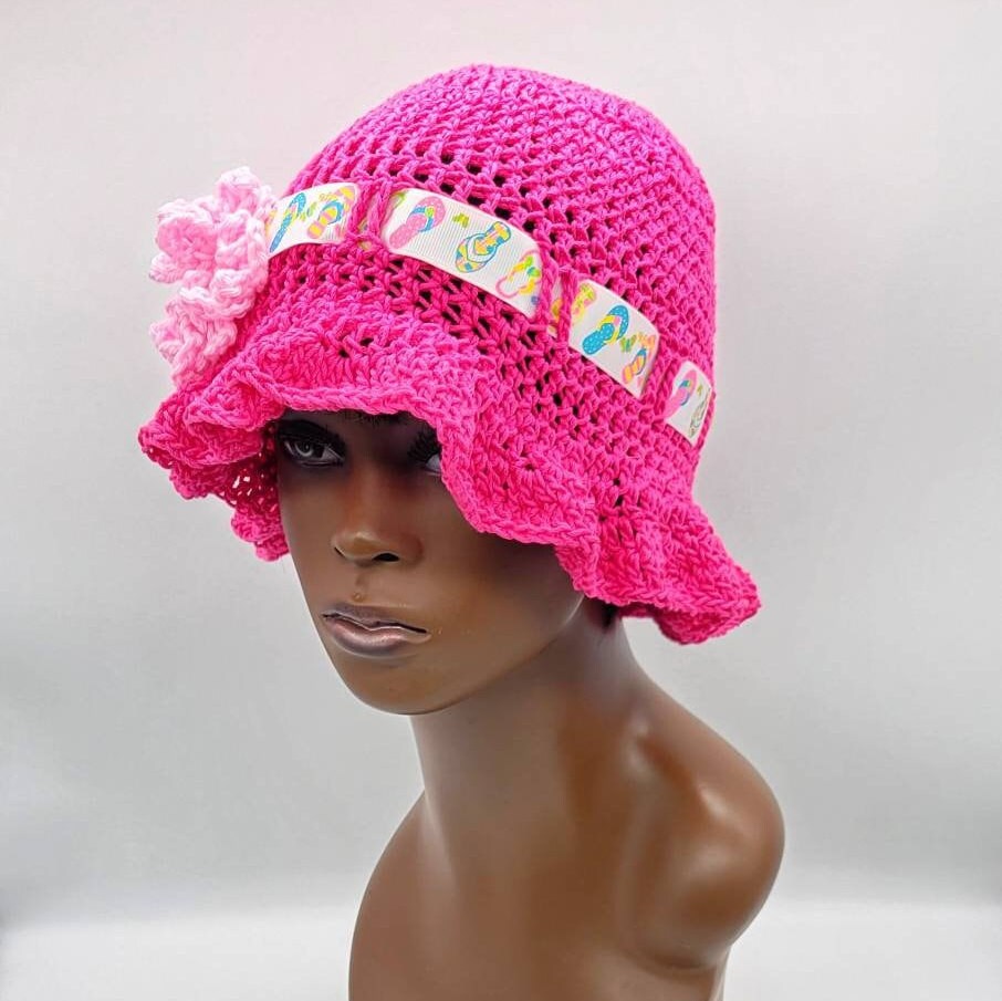 Hot Pink Floppy Beach Hat Crochet Bucket Hat Summer Sun Hat - Etsy