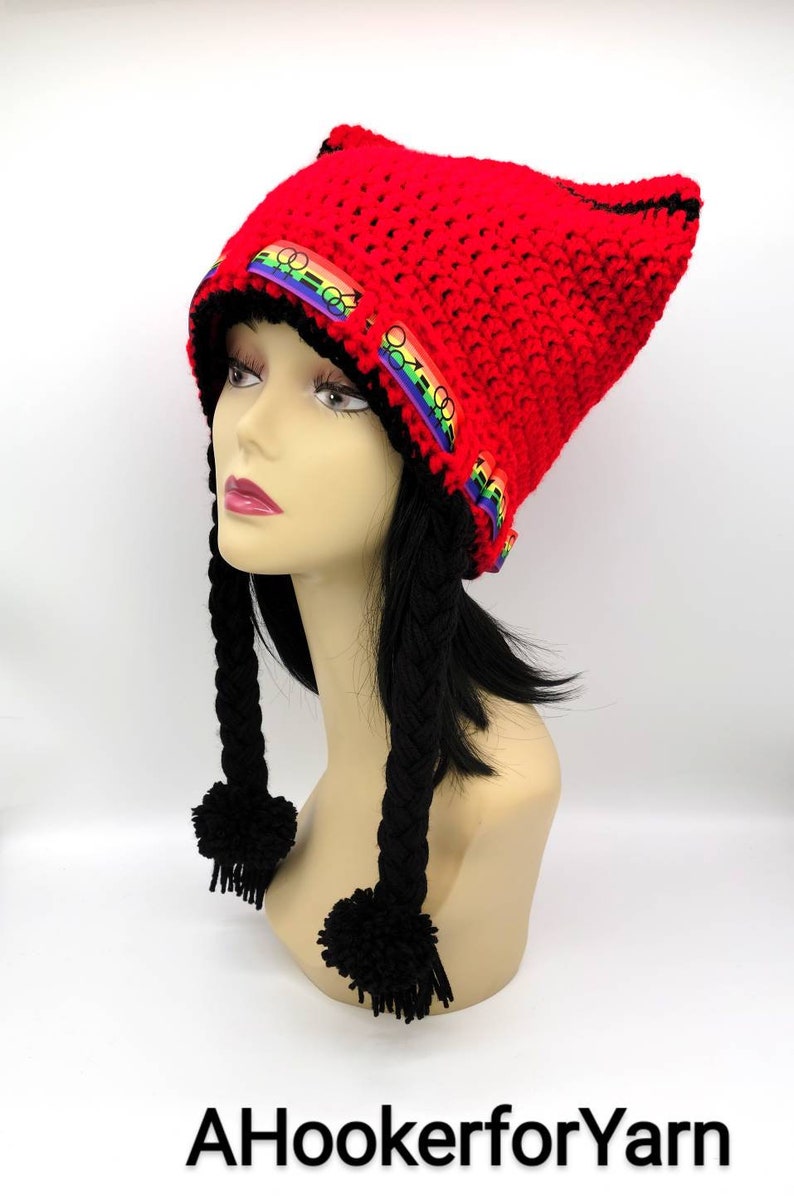 Raven Lgbtq Pussy Hat Crochet Red Kitty Kat Hat For Women Etsy