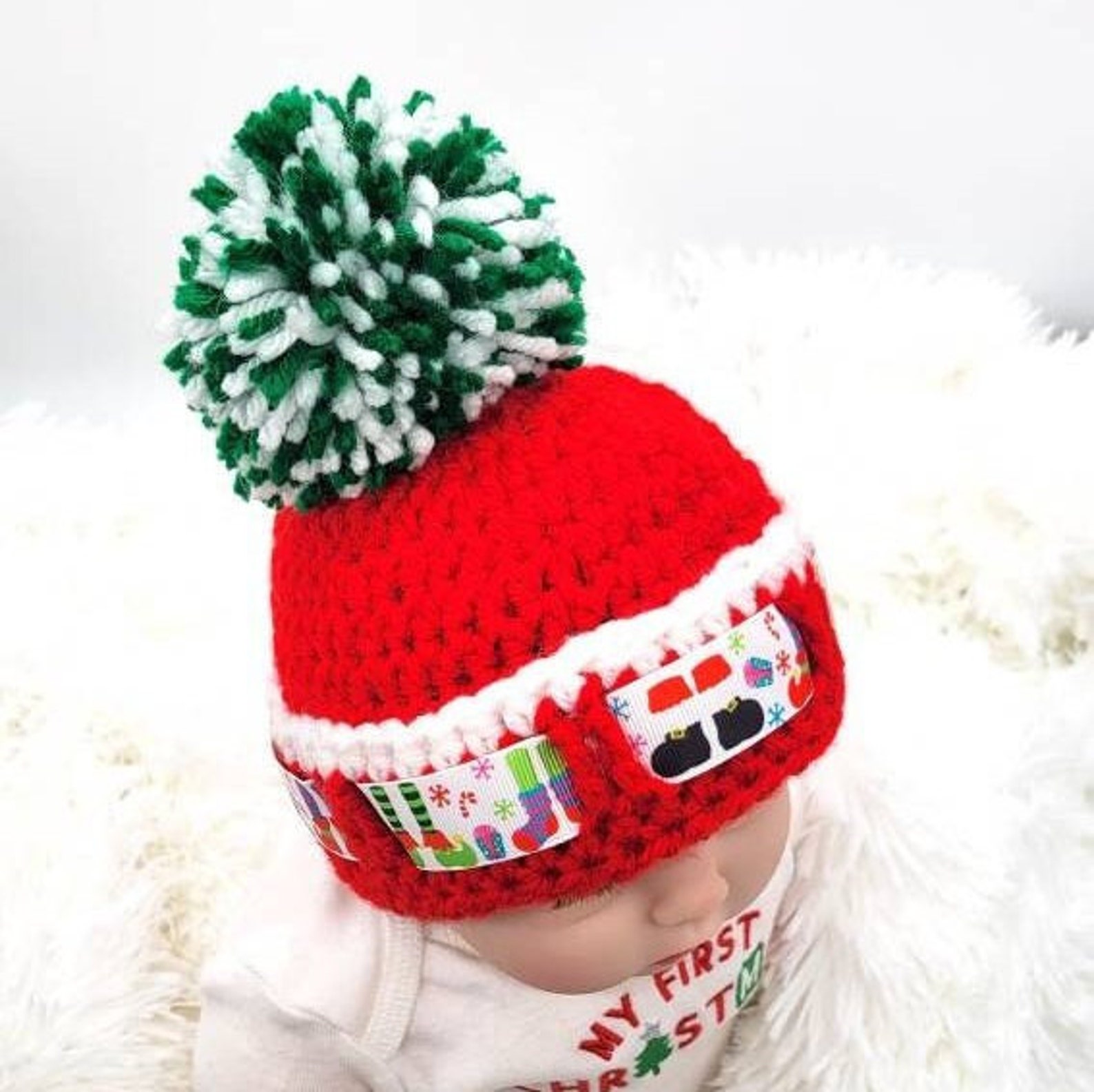 Red Baby Christmas Hat and Booties Baby Shower Gift Set - Etsy