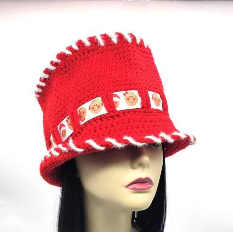 Red Christmas Fedora Crochet Hat Women Handmade Christmas - Etsy