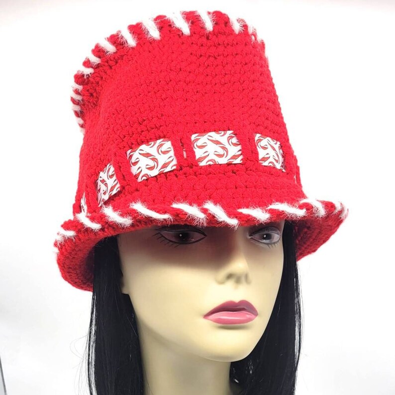 Red Christmas Fedora Crochet Hat Women Handmade Christmas - Etsy