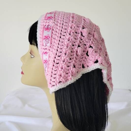 Pink Breast Cancer Ribbon Bandana Chemo Hair Scarf Handmade - Etsy