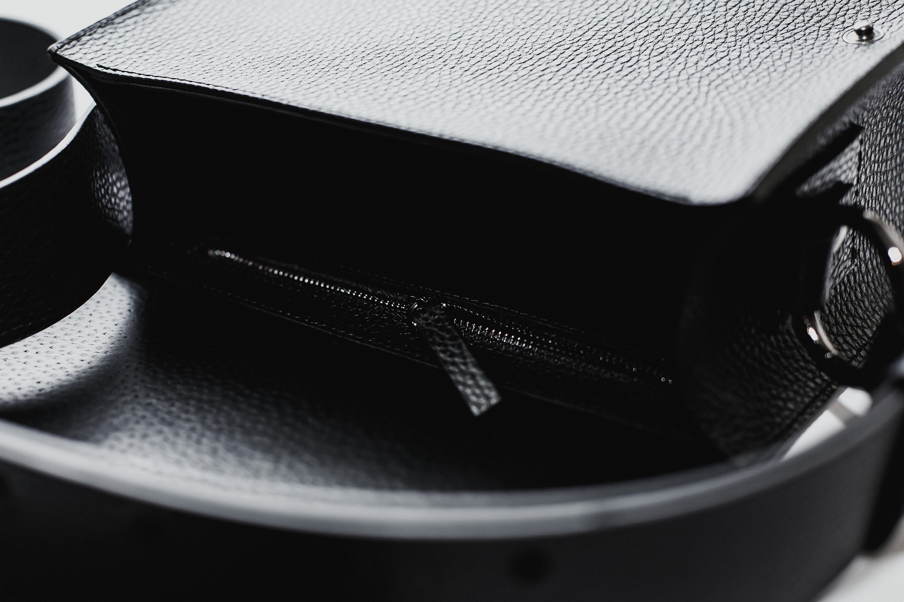 Rectangle Crossbody Boxy Bag Black Leather Waist Hip Belt Bag Wide ...