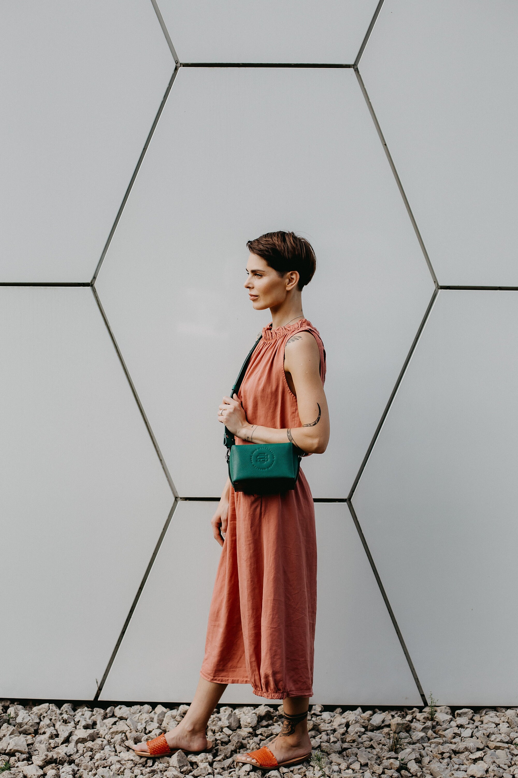 Rectangle Crossbody Bag Purse Wide Strap Genuine Leather Cube Shoulder ...