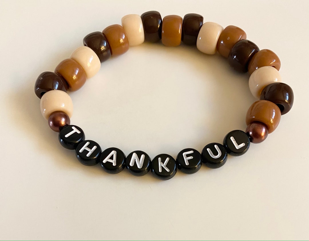 Thankful Beaded Bracelet, Kandi Beads, Thankful Bracelet, Handmade Gift ...