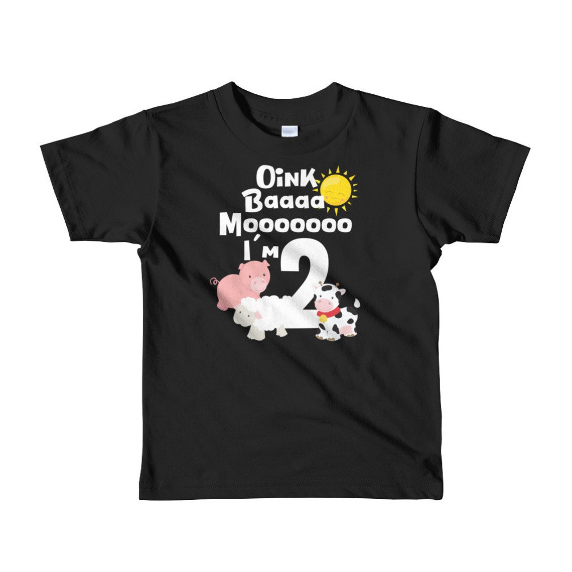 Oink Baa Moo I'm Two T-Shirt For Toddlers Boys Girls Cute | Etsy