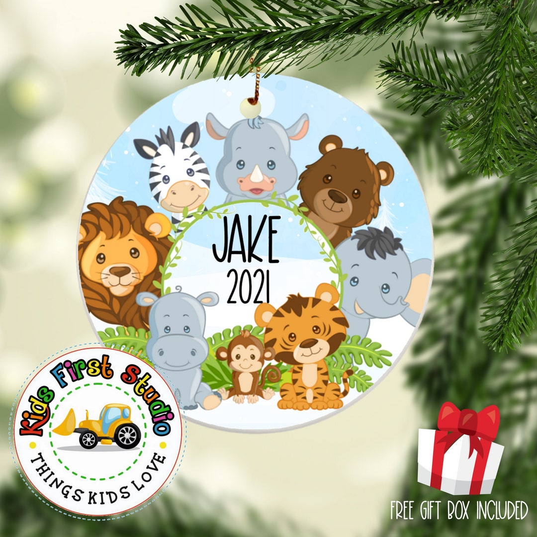Zoo Jungle Safari Animals Christmas Ornament, Personalized Ornament ...