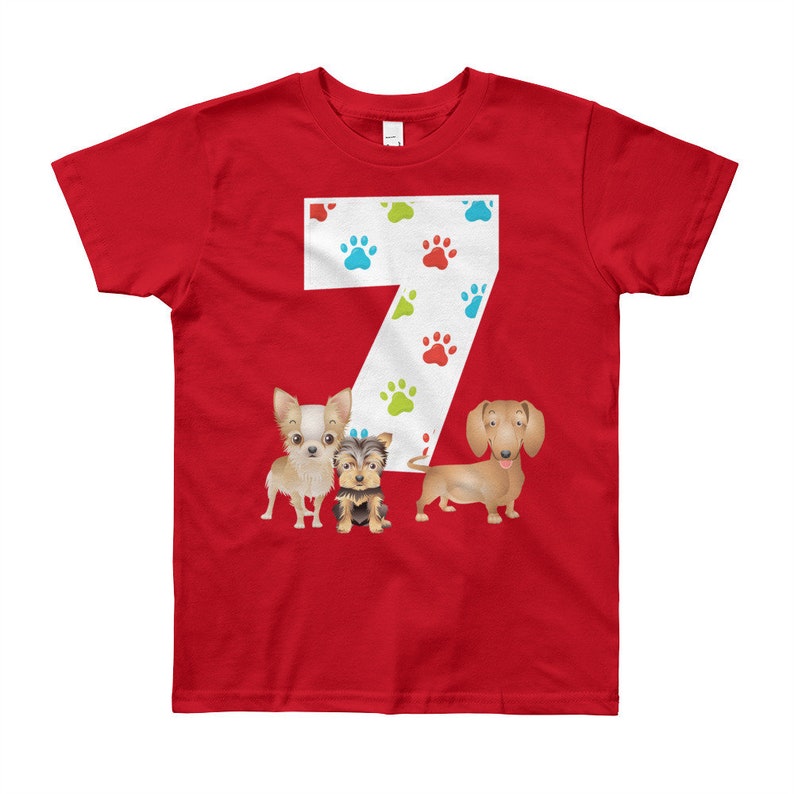 7th Birthday Dogs Fan Big Number 7 Dog Lover 7 Year Old Boy Girl ...
