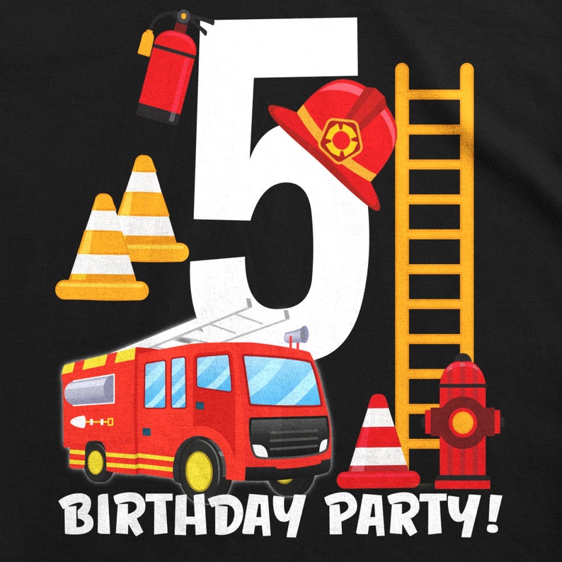 Boys 5th Birthday Party 5 Years Old Fire Trucks Fireman Fire | Etsy