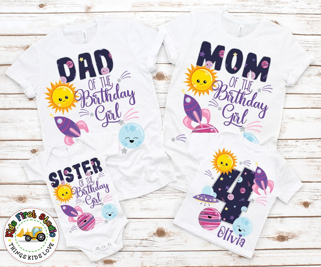 Family Matching Outer Space Birthday Girl Shirts, Personalized Space ...