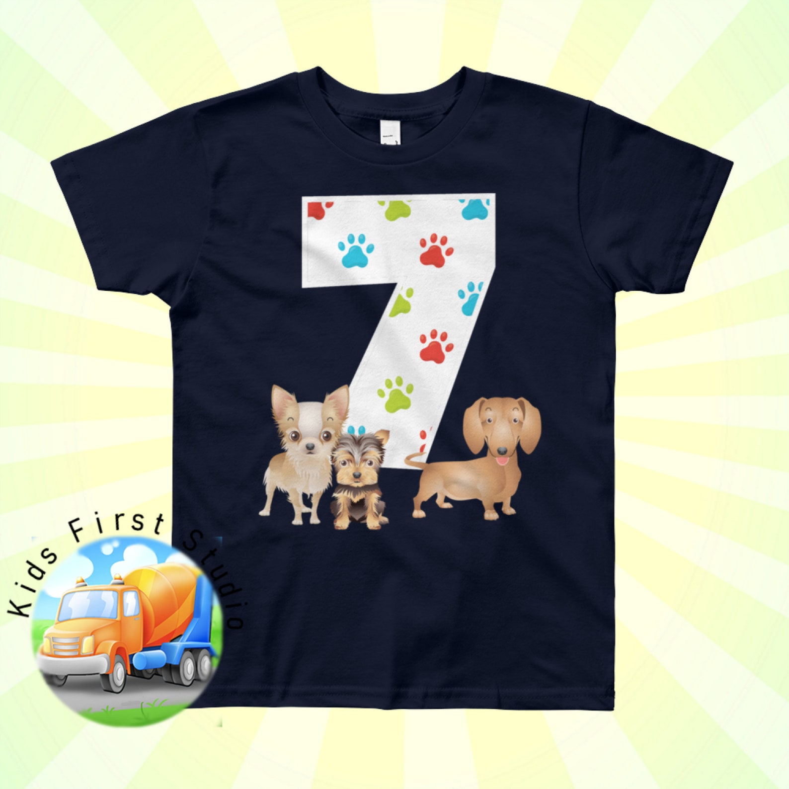 7th Birthday Dogs Fan Big Number 7 Dog Lover 7 Year Old Boy - Etsy