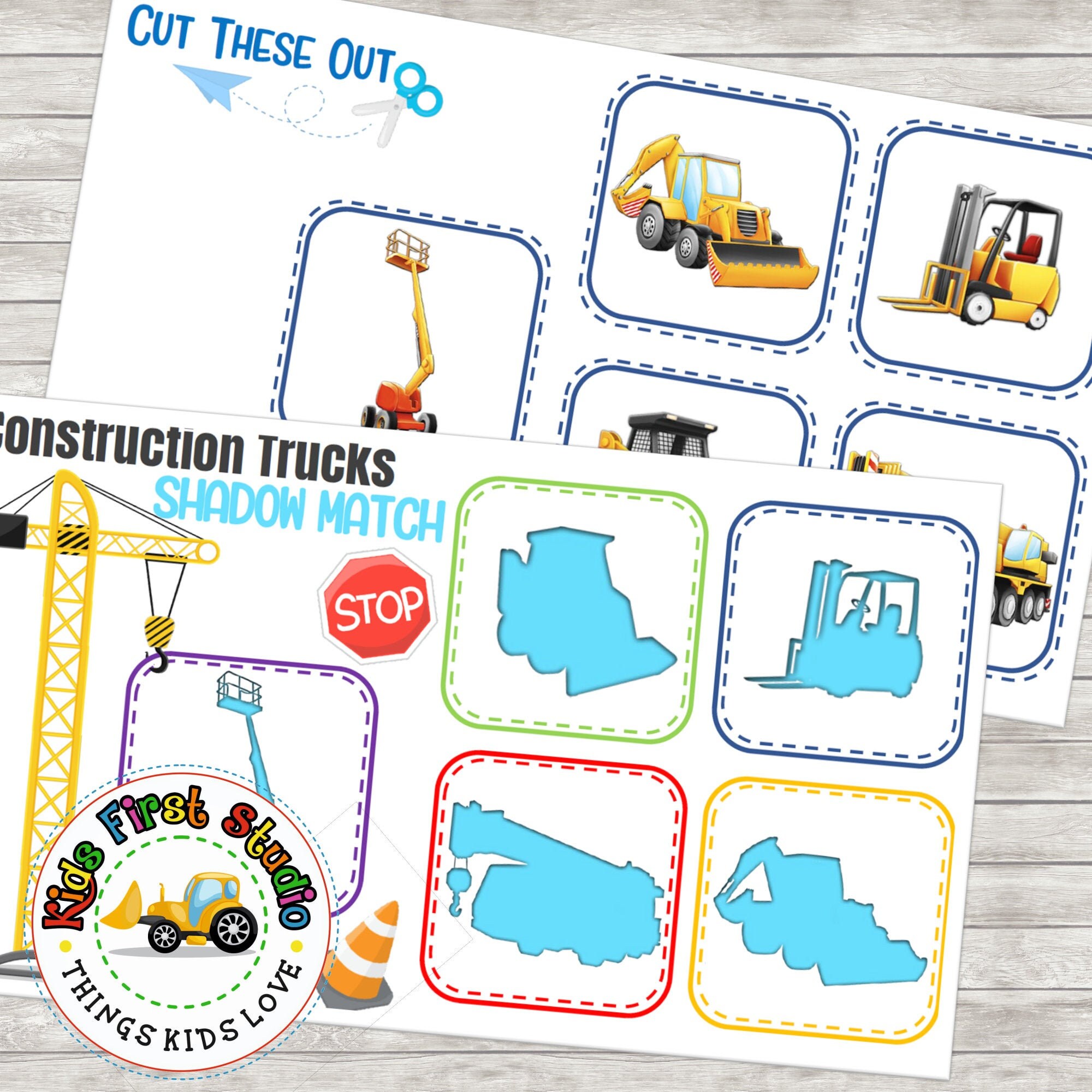Construction Trucks Busy Activity Book Shadow Matching - Etsy