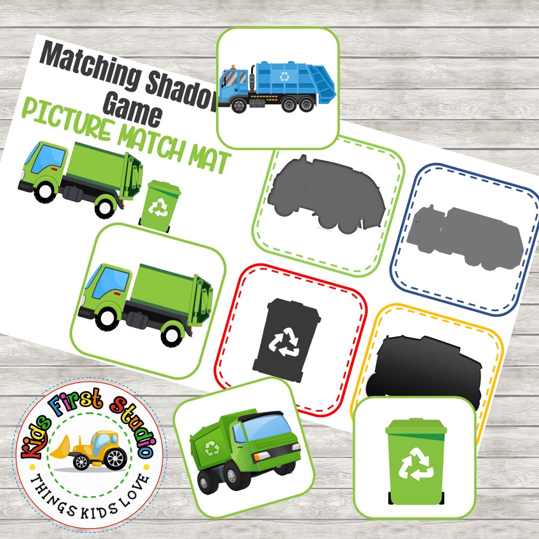 Garbage Trucks Busy Activity Book Matching Activity & Memory Game for ...