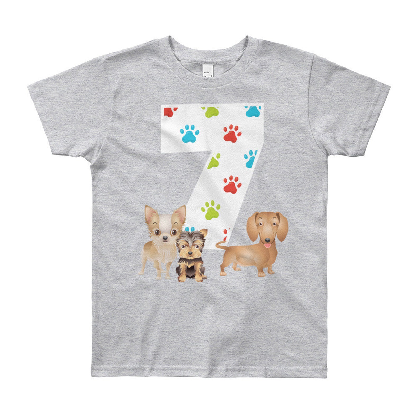 7th Birthday Dogs Fan Big Number 7 Dog Lover 7 Year Old Boy Girl ...
