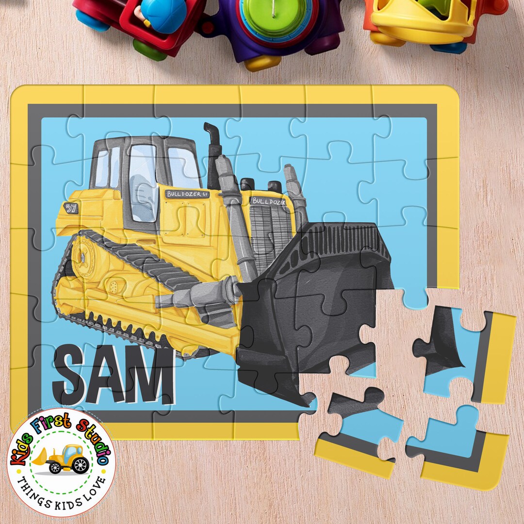 Personalized Bulldozer Puzzle for Kids 11 X 14 in 30 Pieces ...