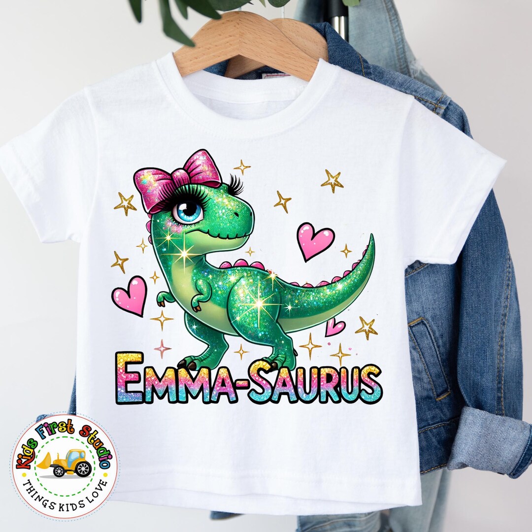Dinosaur Girl Custom Saurus Shirt, Girl Saurus Rex Kids Toddler ...