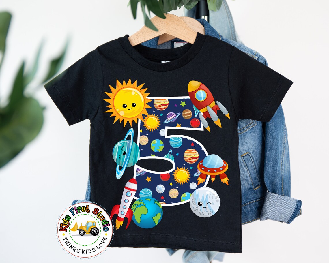 Personalized Outer Space Shirt, 5 Year Old 5th Birthday Party Kids T ...