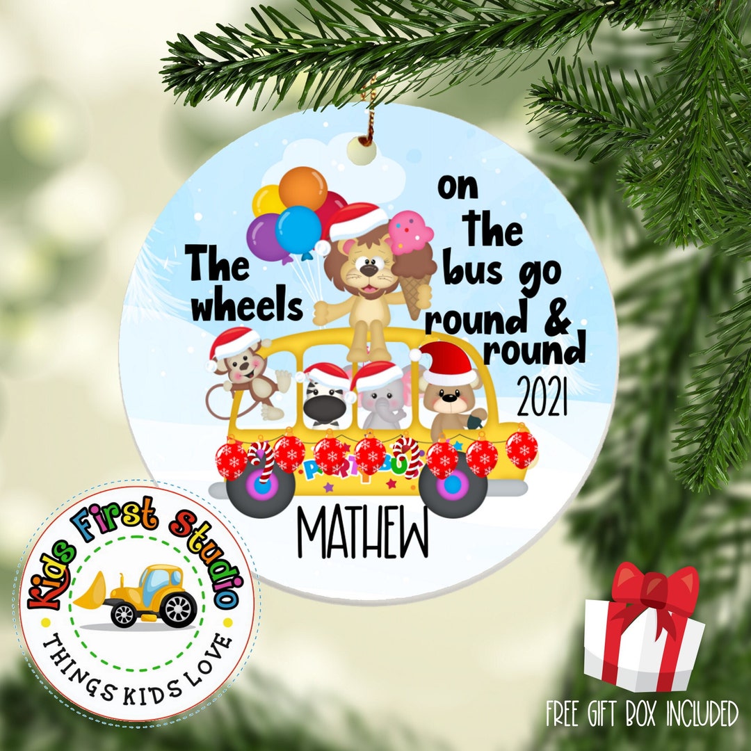 Wheels on the Bus Nursery Rhyme Ornament, Nursery Rhyme Song, Baby Boy ...